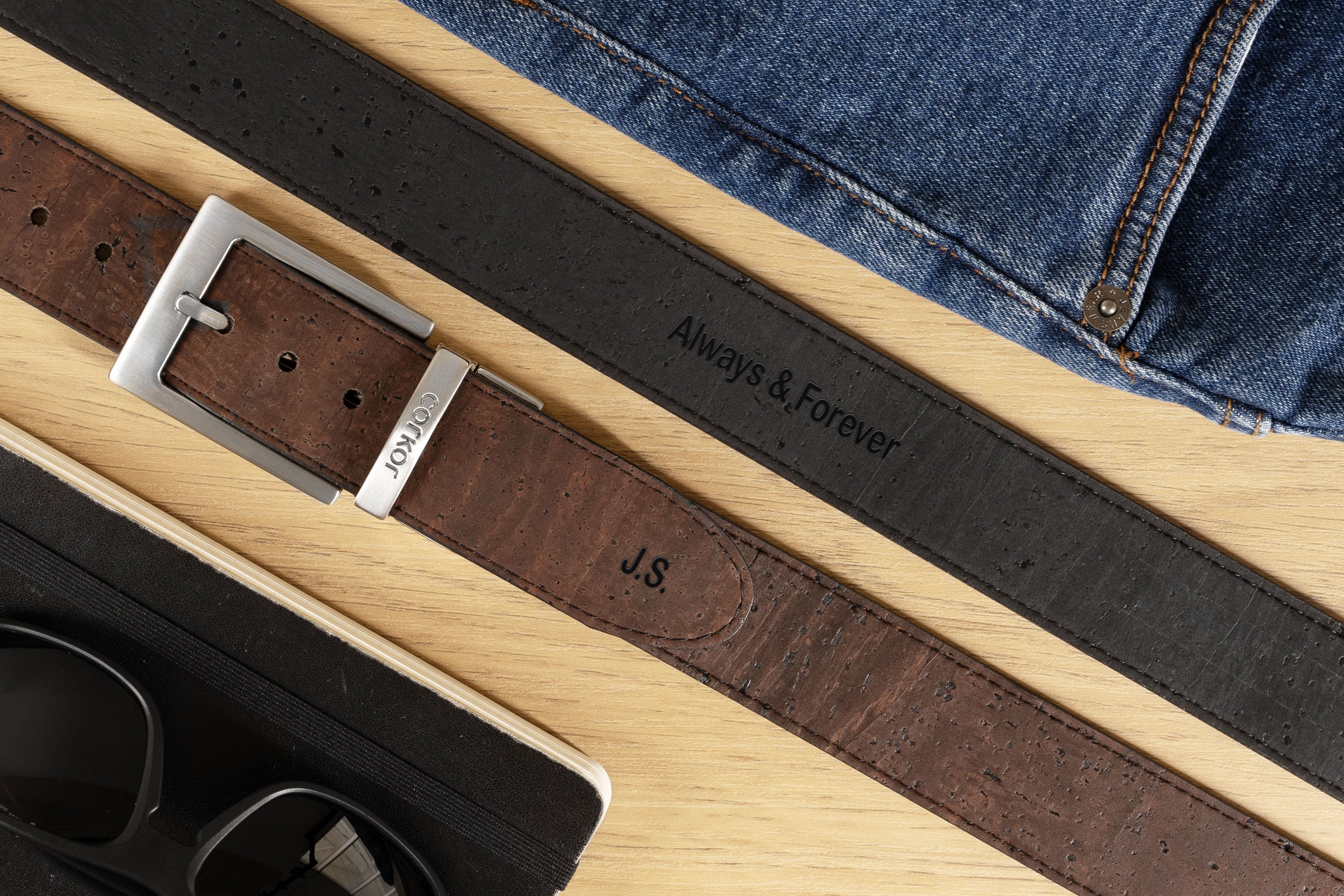 Reversible Vegan Cork Belt 1 3/8" (35mm) for Men | Eco Friendly Gift ...
