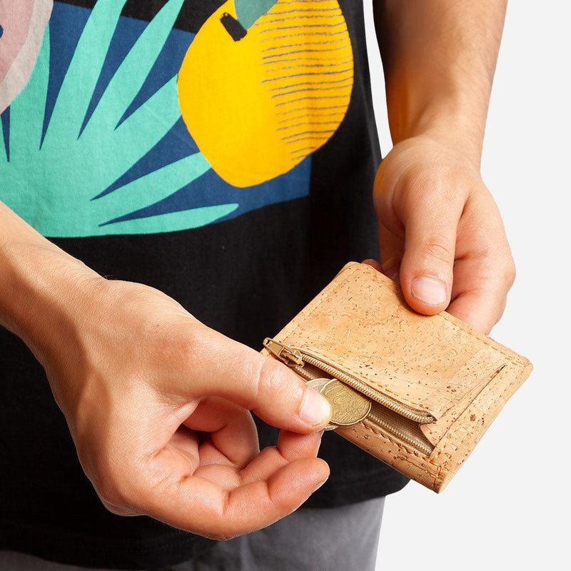 Slim Cork Coin Wallet for Minimalist Men | Non-leather Wallet | Corkor