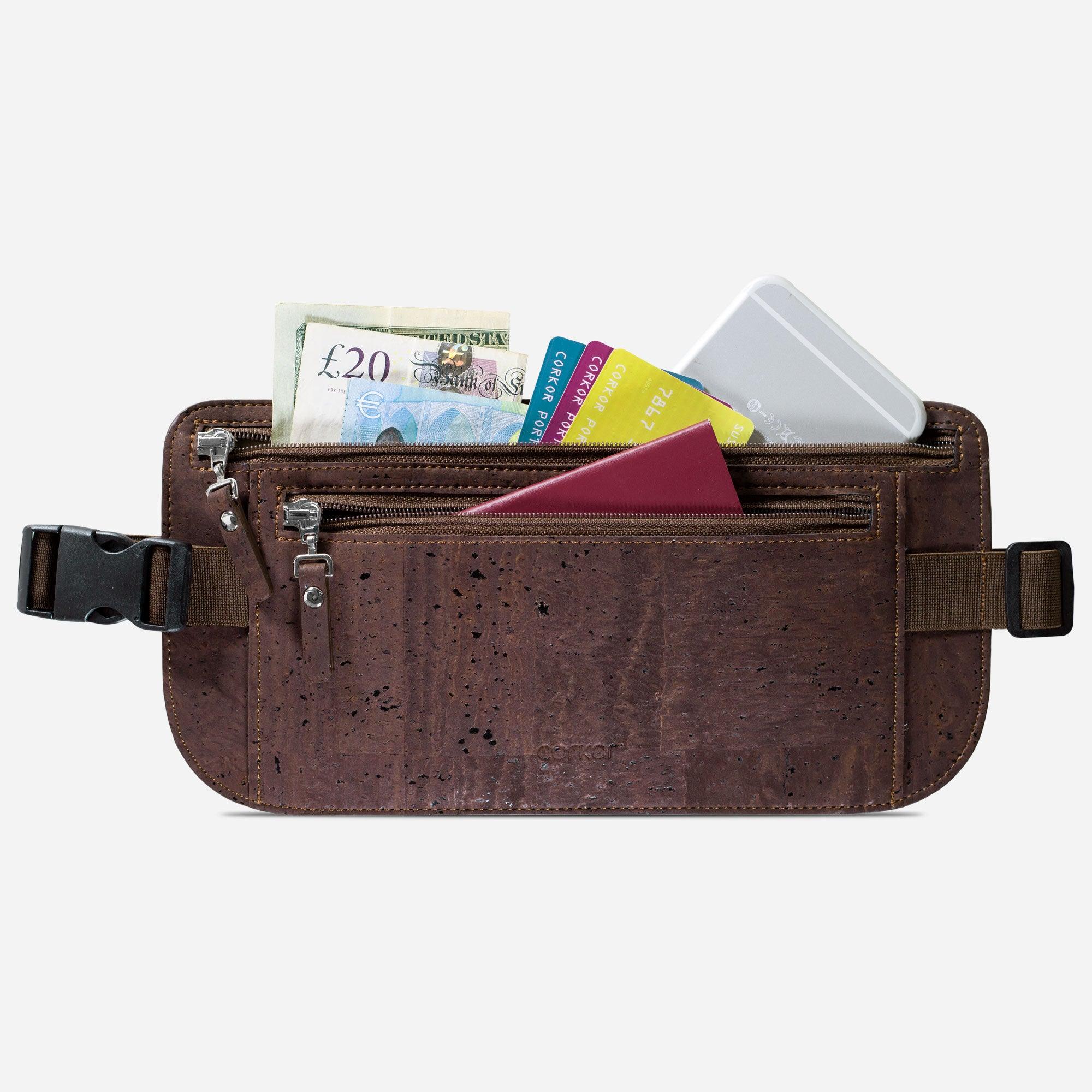 Corkor Travel Body Belt Wallet for Money Cards | Vegan Wallet Men Women