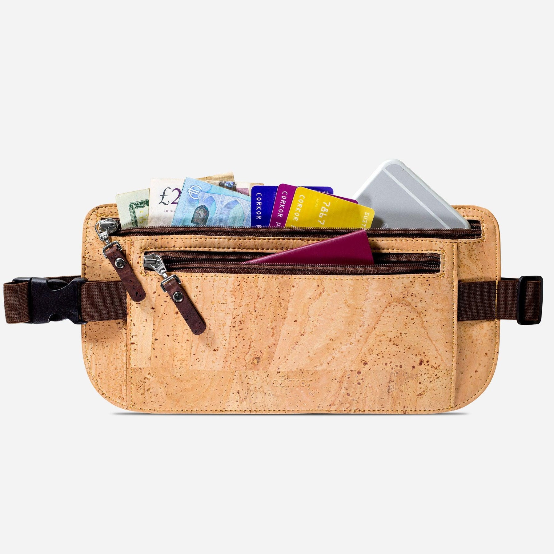 Corkor Travel Body Belt Wallet for Money Cards | Vegan Wallet Men Women