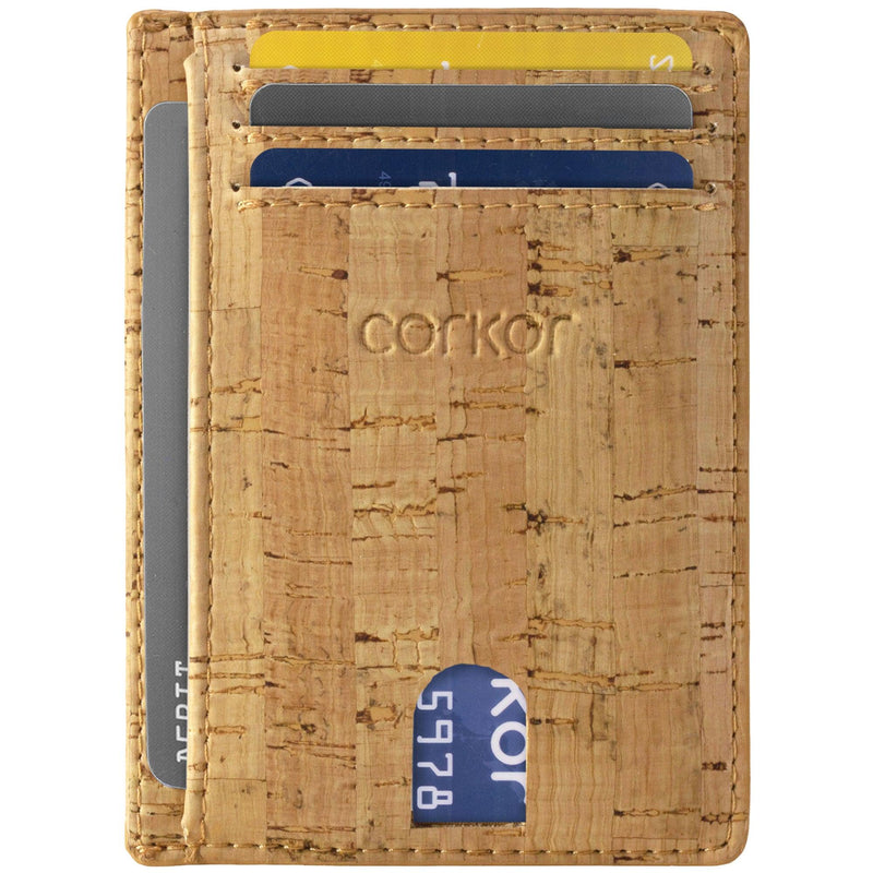 Front Pocket Cork Wallet Brown for Men Woman | RFID Blocking | Corkor